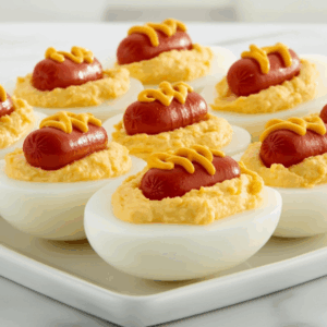 Home » Recipes » Appetizers » Hot Dog Deviled Eggs