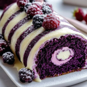 Home » Recipes » Desserts » Purple Velvet Cake Roll with Cream Cheese ...