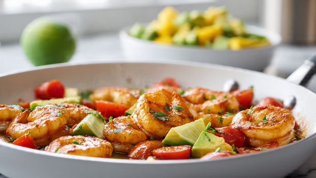 Chili Lime Shrimp Bowls with Mango Avocado Salsa 5